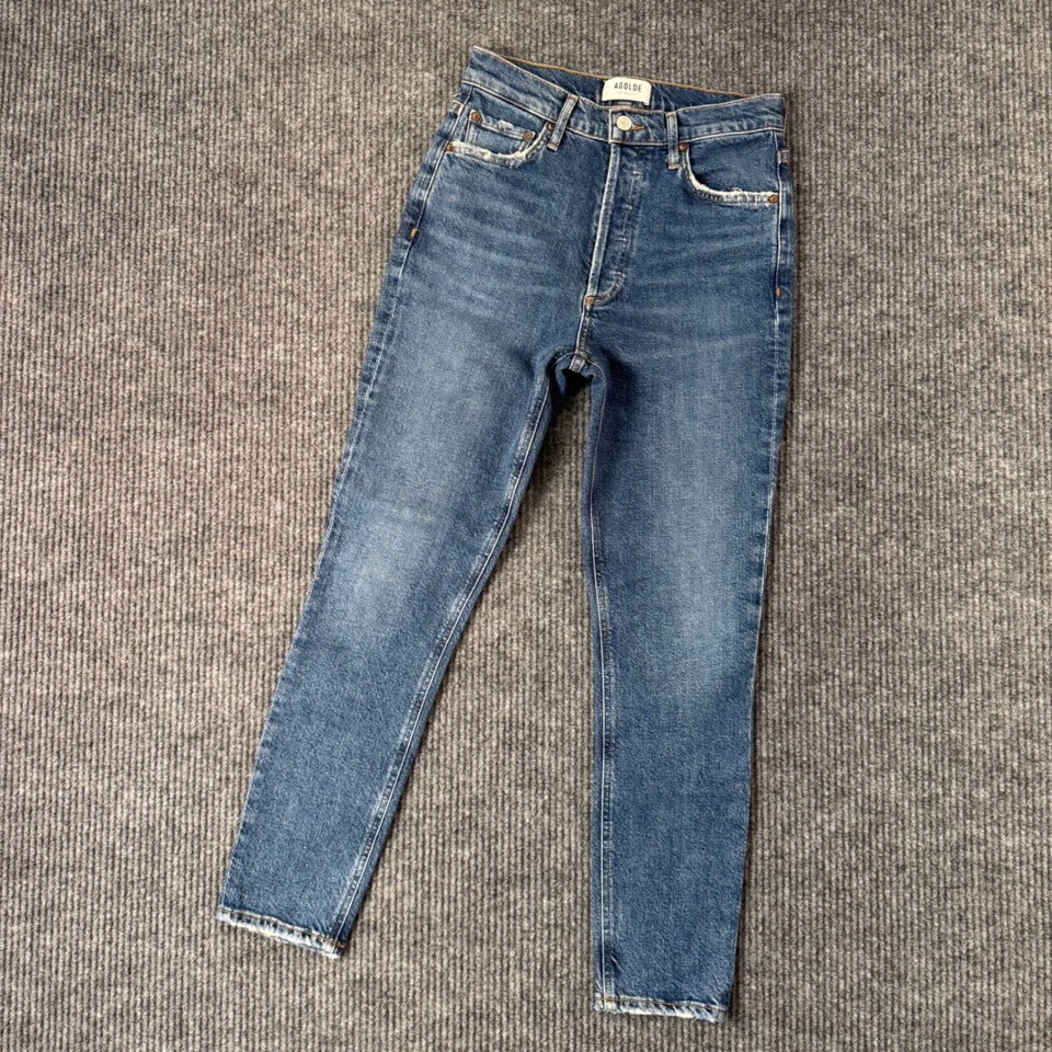 AGOLDE Womens 26 High Rise Distressed Jeans Blue Vintage Wash Grunge ...