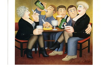 Getting Drunk in The Pub Postcard Signed by Beryl Cook (Artist ...