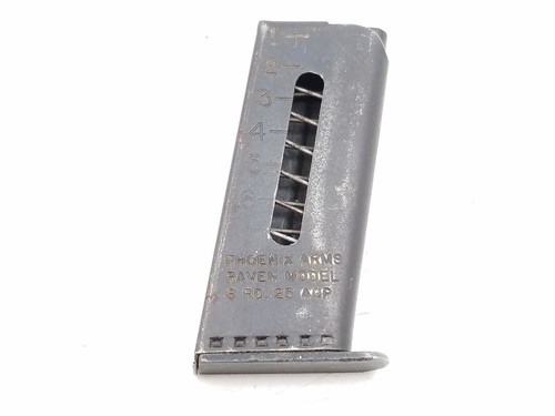 One Phoenix Arms Model Raven 6rd 25 ACP Pistol Magazine w/ 6 Round ...