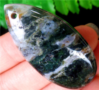 45x23x7mm Natural Old Ocean Jasper Geode Stone Teardrop Pendant Bead ...
