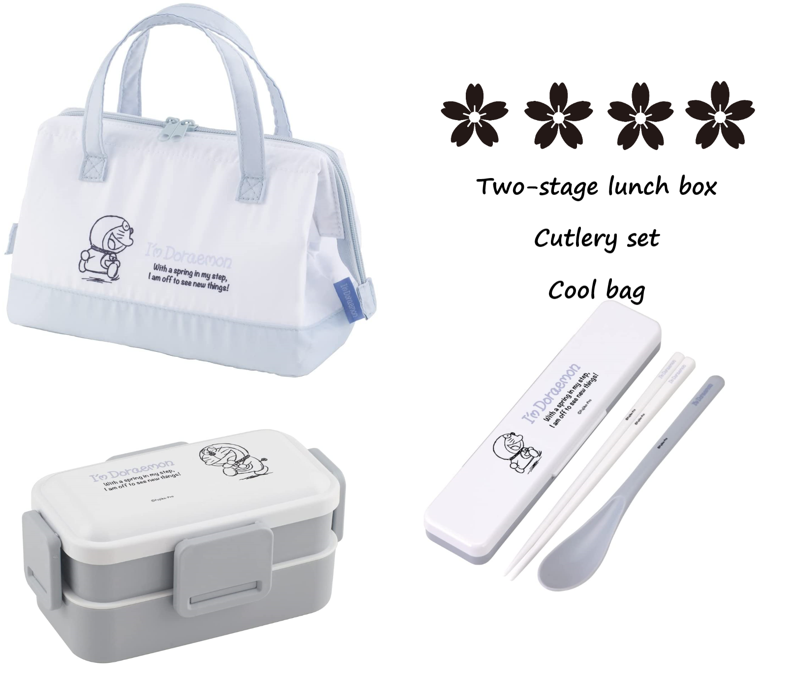 I'm Doraemon lunch box lunch bag spoon, chopsticks lunch container ...