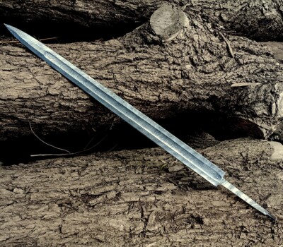 Damascus Steel Viking Sword Blank Blade 34.5 Inches Full Tang Razar ...