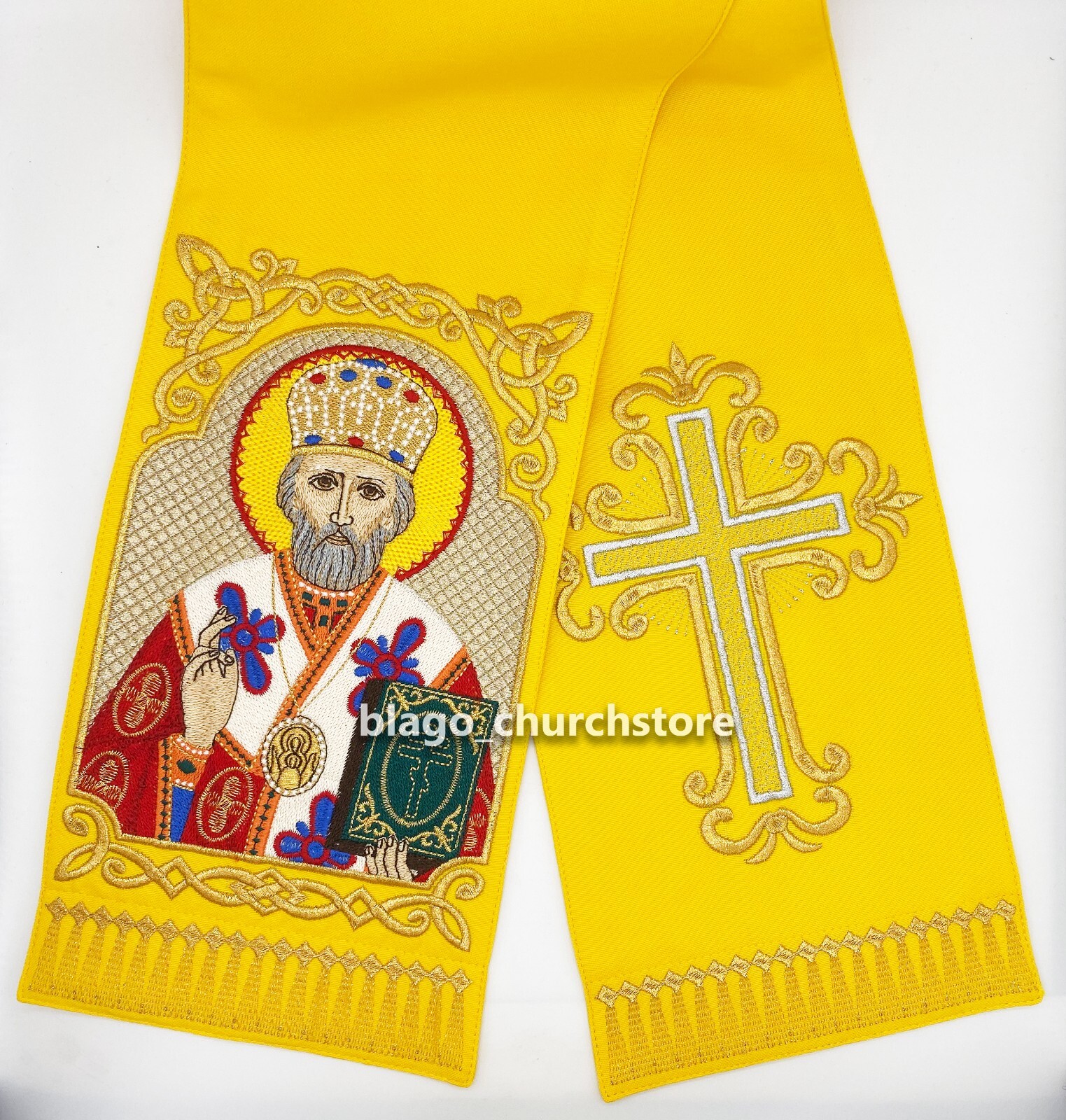 Orthodox Embroidered Yellow Bookmark for Gospel with the icon of St ...