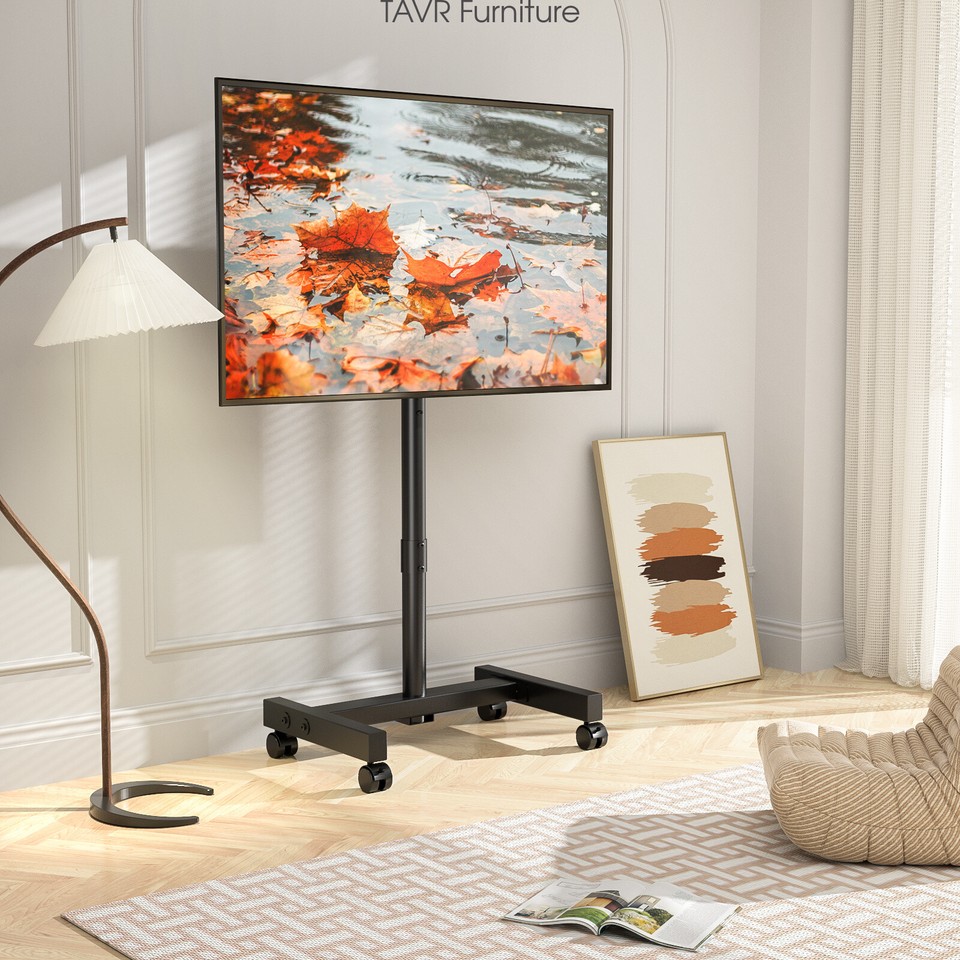 Universal Mobile Tilt TV Cart Rotatable TV Stand with Wheels for 13-50 ...