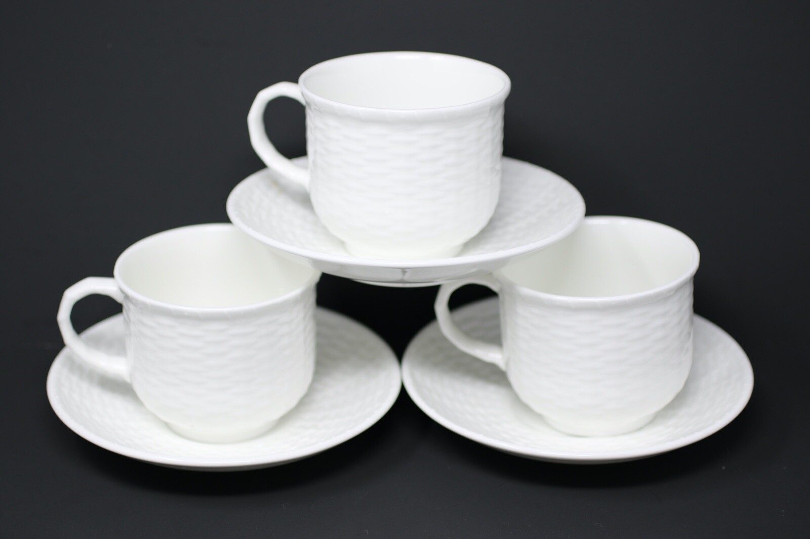 Wedgewood Nantucket Basket Weave Cup and Saucer Coffee Tea Set of Three ...