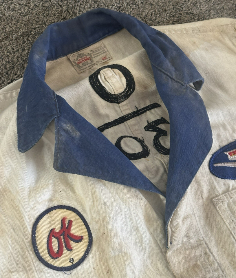 1955-57 Chevrolet STITCHED Work Coat OK USED CARS Herringbone Denim ...