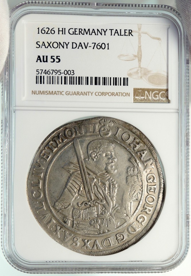 1626 HI GERMANY German States SAXONY John George I Silver Taler Coin ...