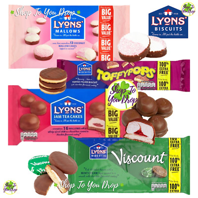 LYONS MULTIPACKS Mallows Biscuit Jam Teacakes Coconut Marshmallow Mint ...