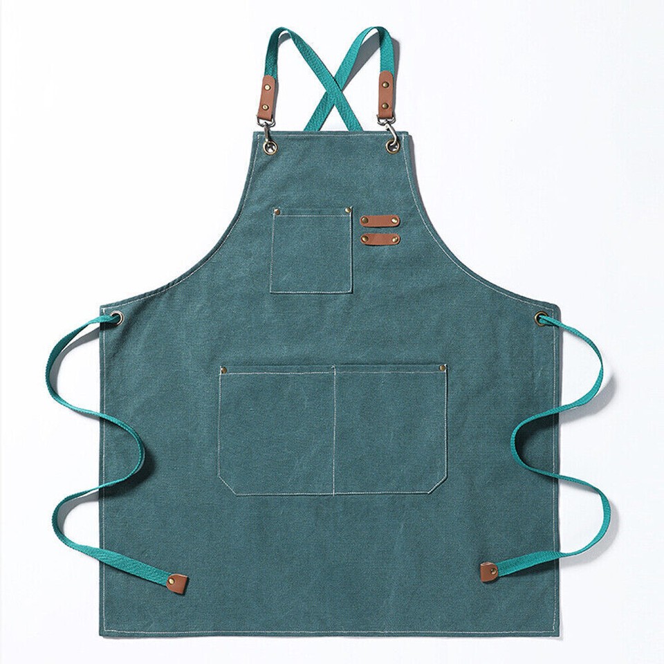 Unisex Canvas Denim Bib Apron Kitchen Cooking Workshop Washable Work ...
