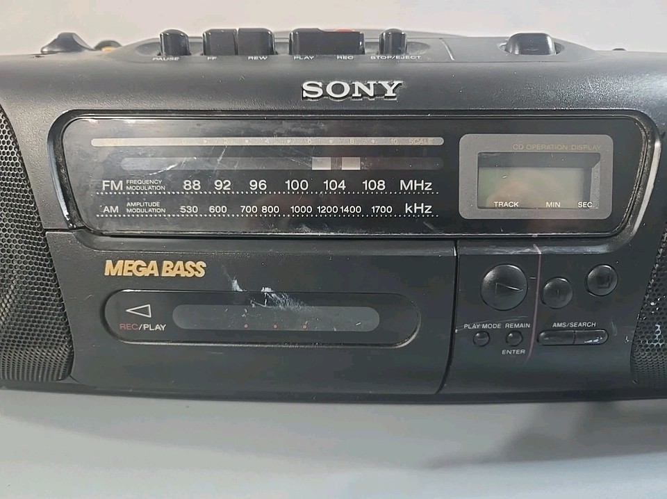 SONY CFD-12 Boombox CD Radio Tape Player/Recorder Mega Bass Works ...