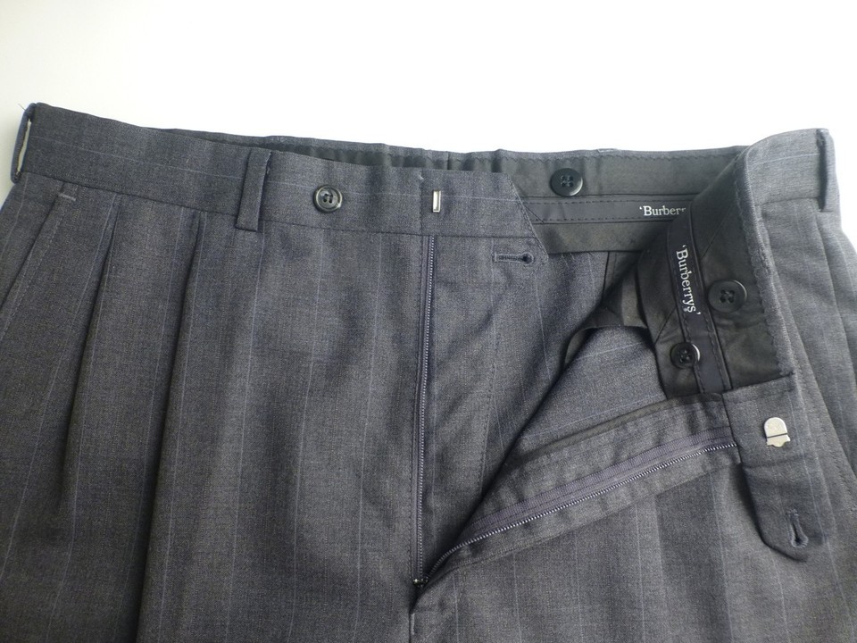 Burberry Suit 40R W35 Vintage Great Condition Gray Stripes | eBay