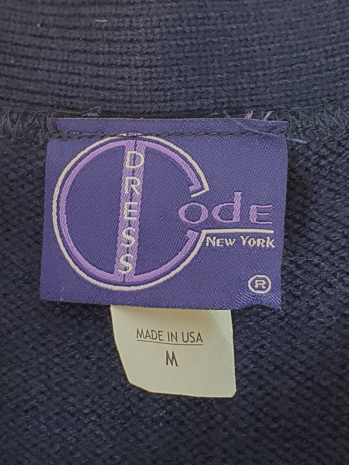 VTG Dress Code New York W&L Patch Varsity Cardigan Sweater Navy White ...