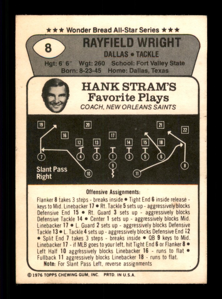 1976 Wonder Bread #8 Rayfield Wright | eBay