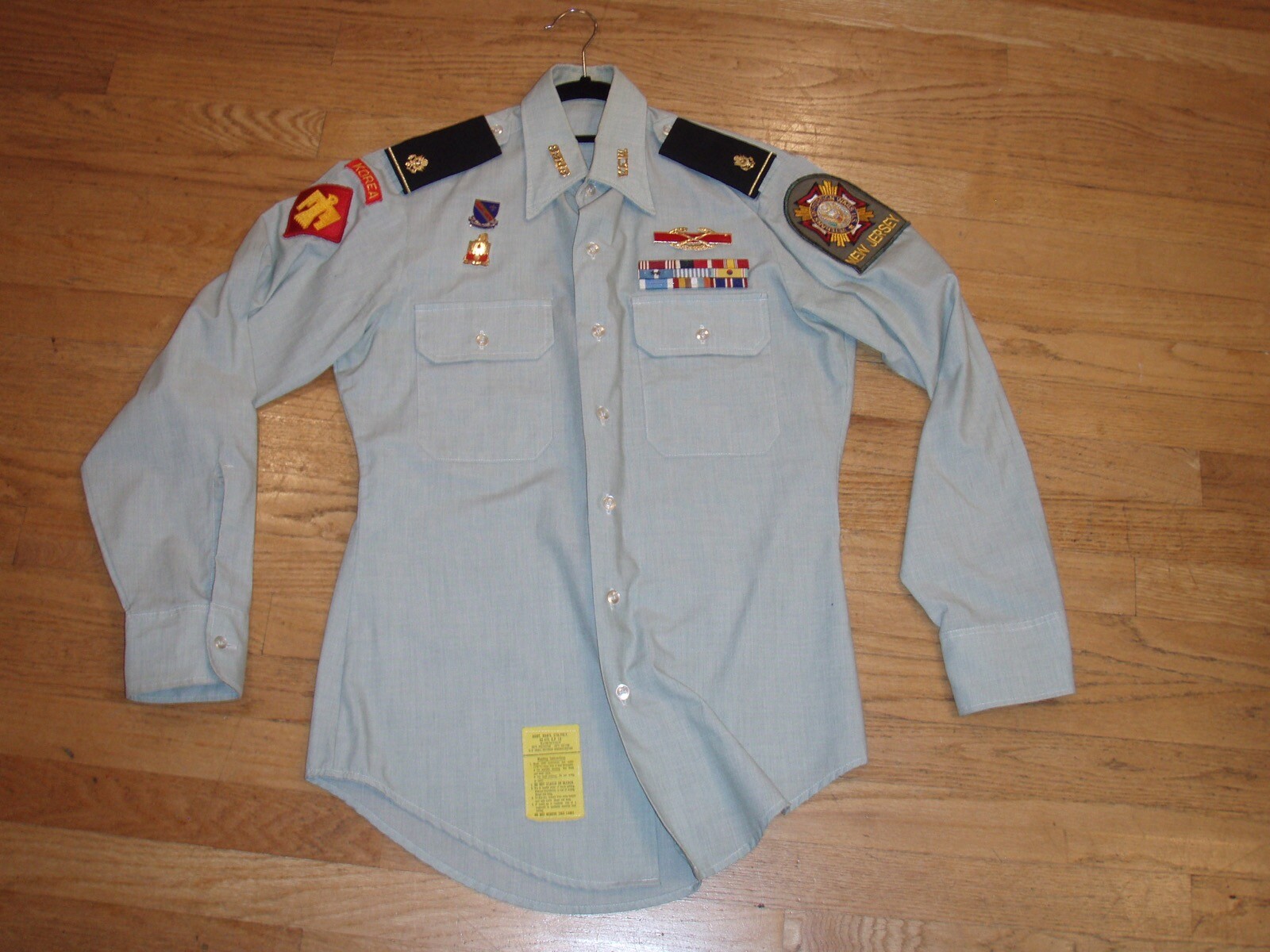 vintage KOREAN WAR Veteran New Jersey Army SHIRT bar medal patch pin ...