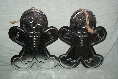 Galvanized Metal Gingerbread Man Plaque Cutout Set of 2 Crafts Fast ...