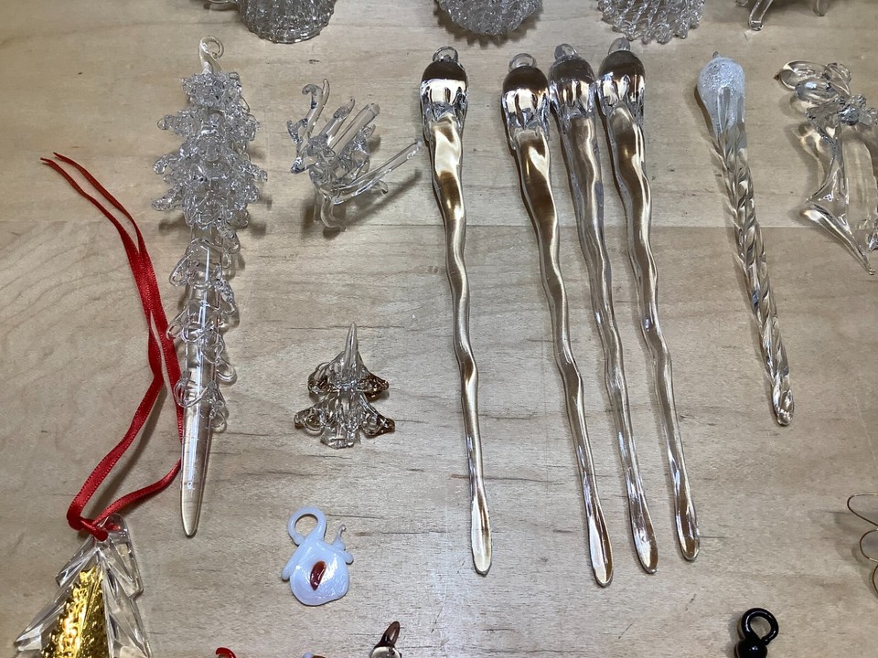 Vintage 30 Piece Glass Crystal Delicate Small Christmas Ornaments Inc ...