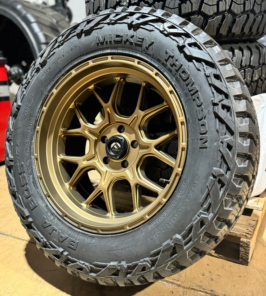 20x10 Fuel Tech Bronze Wheels 35" Baja Boss AT Tires 5x5 Jeep Wrangler ...