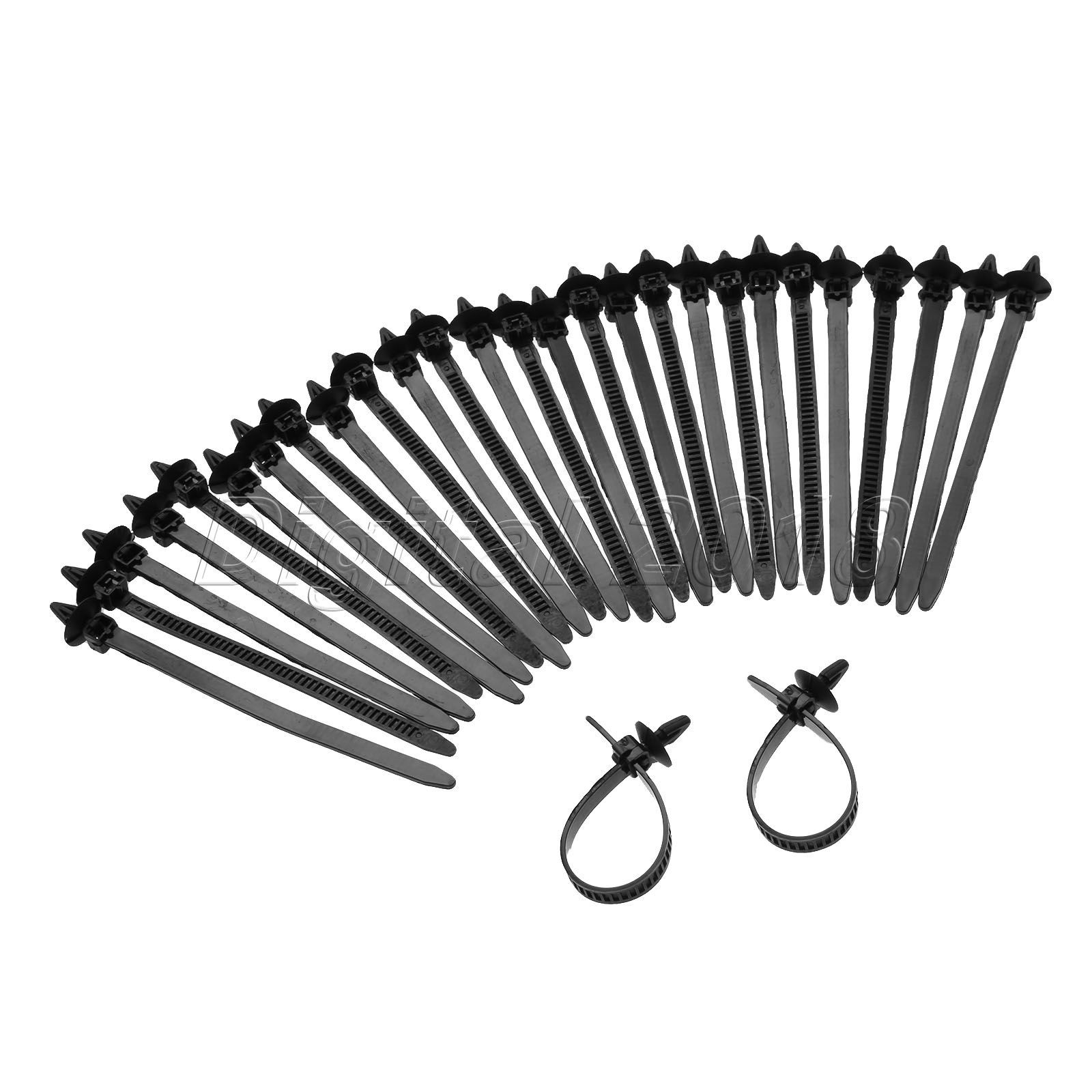 30x Nylon Universal Push Mount Clips Wire Ties Releasable Straps 8mm ...