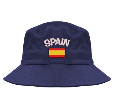 Spain flag embroidered bucket hat, National flag embroidered bucket hat ...