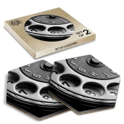 2 x Hexagon Coasters - BW - Vintage Telephone Phone Retro Antique ...