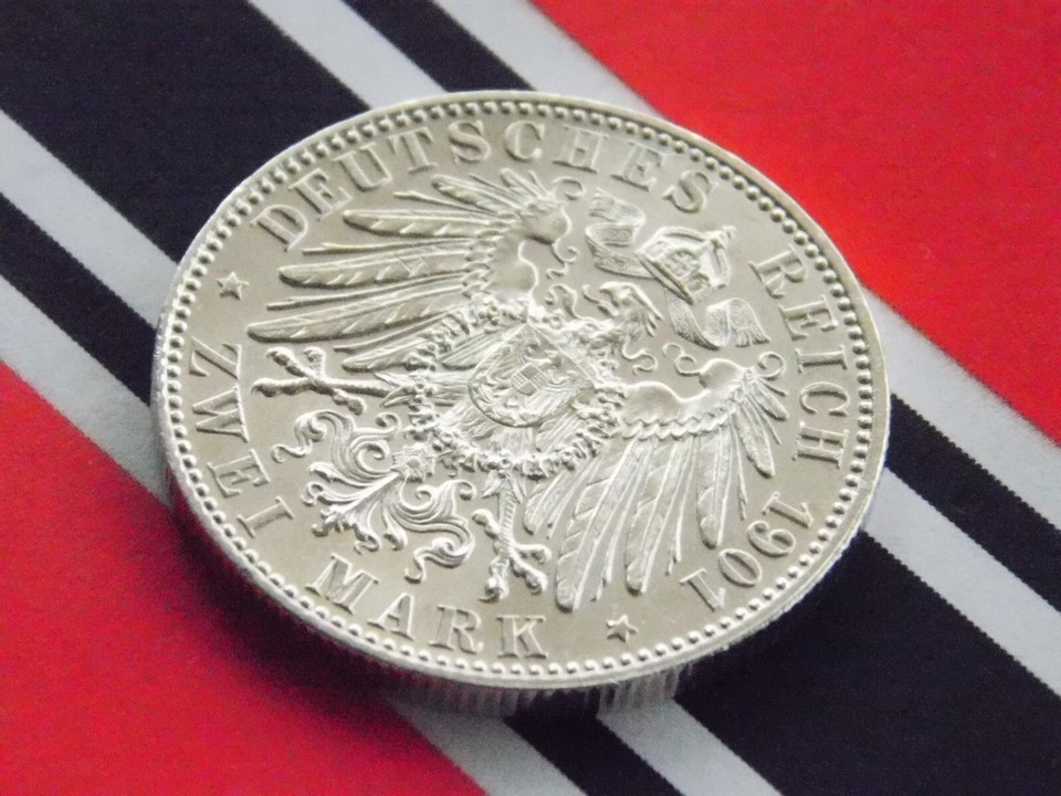 GERMAN 2 MARK 1901 A PRUSSIA Bicentennial WILHELM II. EMPIRE Silver ...