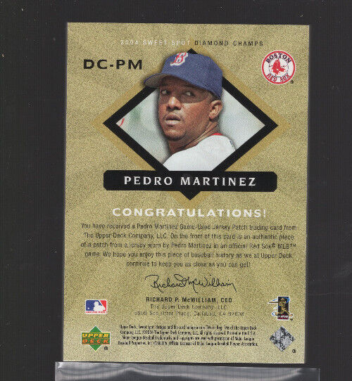 2004 UPPER DECK SWEET SPOT DIAMOND CHAMPS HUGE PATCH PEDRO MARTINEZ SP ...