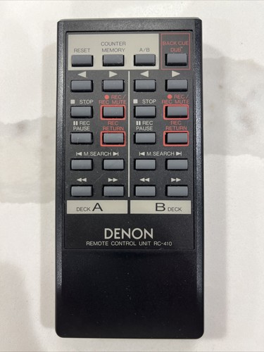 Original Denon Dual Deck Cassette Player Remote Control RC-410 For DRW ...