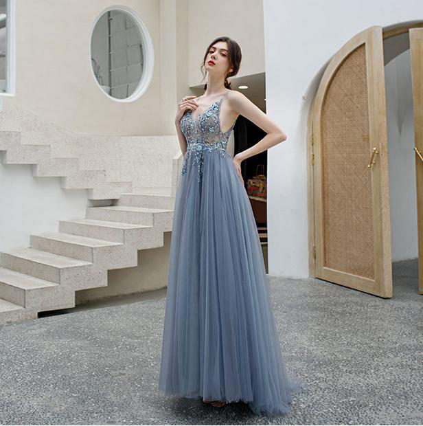 Women's Birthday Party Compere Full Dress Slim Fit Sleeveless Evening ...