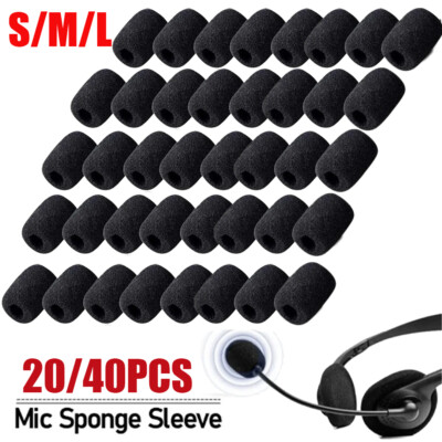 20/40pc Microphone Windscreen Sponge Cover Headset Mic Foam Cover for ...