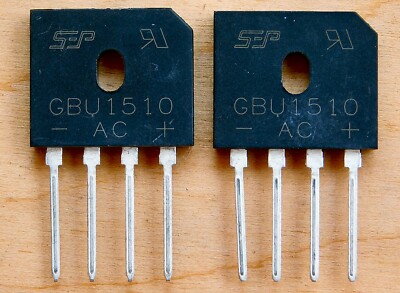 2Pcs GBU1510 15Amp 1000V Inline Bridge Rectifier ~ Fast 1st Class ...