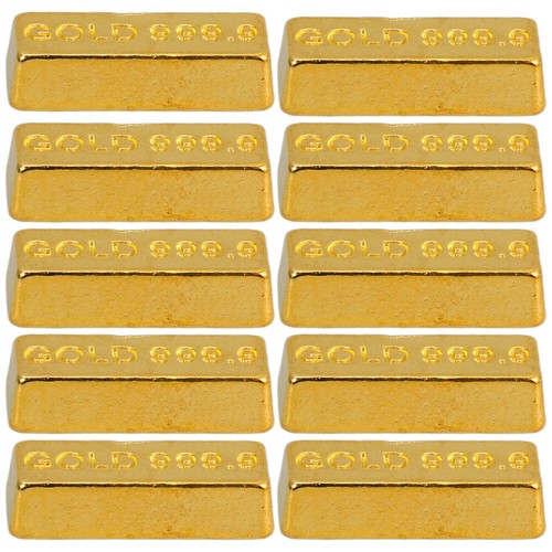 10PCS Mini Brick Bullion Prop Gold Bar Prop Kids Pretend Play Toy ...