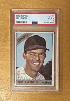 1966 Topps Baseball Jim Landis Cleveland Indians Card #128 PSA 4 | eBay