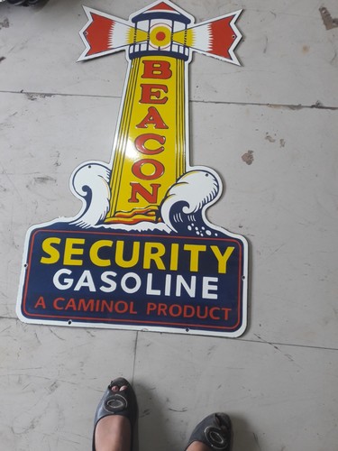 PORCELAIN BEACON GASOLINE ENAMEL SIGN 36 INCHES | eBay