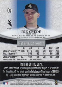 1999 Topps Gold Label #62 Joe Crede Chicago White Sox Baseball Card | eBay