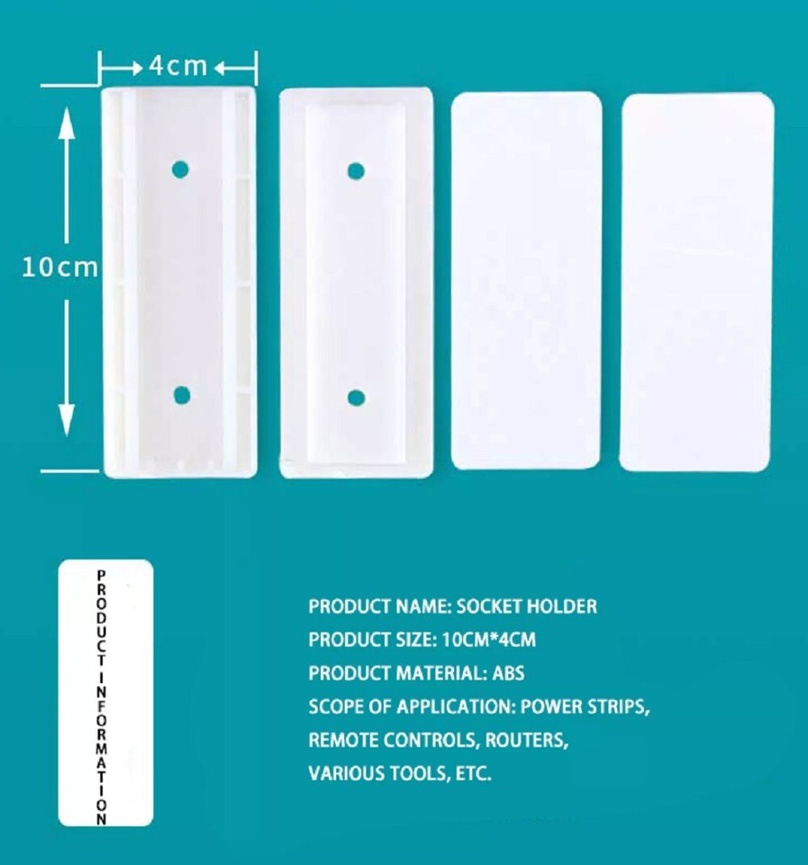 4-Pack Power Strip Holder Wall Mount Self Adhesive Cable Organizer Rack ...