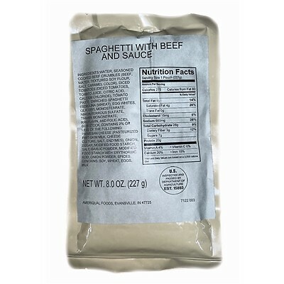 Spaghetti MRE Entrée - Military & Camping Meal Ready to Eat - USA Made ...