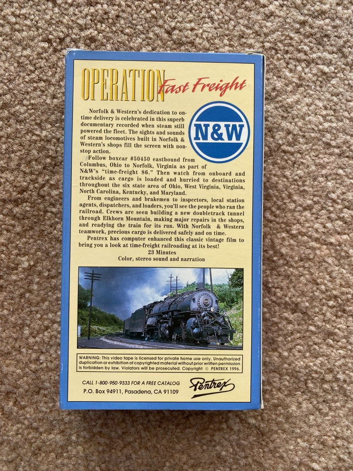 Operation Fast Freight VHS Norfolk & Western's 1996 railroad train | eBay