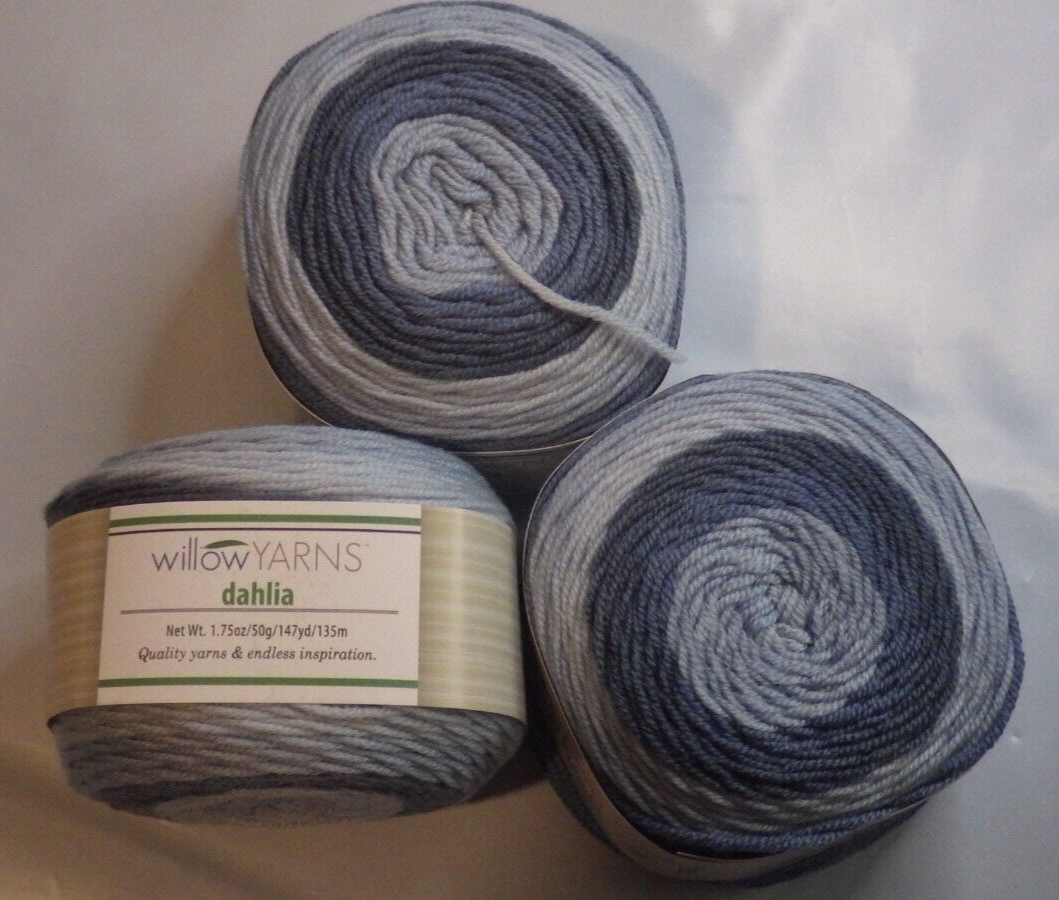Willow Dahlia Yarn, Lot of 3 Skeins, 50g, 147yds Merino Wool, Aegean ...