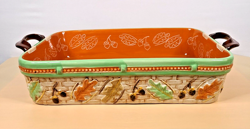 Rare temp-tations Old World Figural Basketweave Harvest 4 qt Dish with ...