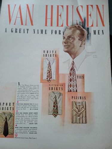 1944 Men's Van Heusen Men's Shirts vintage Fashion Hans Flato Art ad | eBay