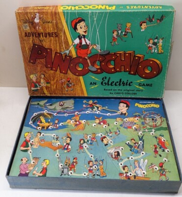 RARE Vintage Walt Disney Pinocchio Electric Board Game Harett Gilmar ...