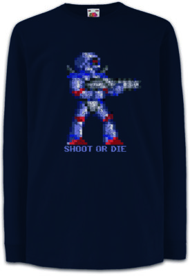 SHOOT OR DIE Kinder Langarm T-Shirt Turrican Game Sprite Amiga Figur ...