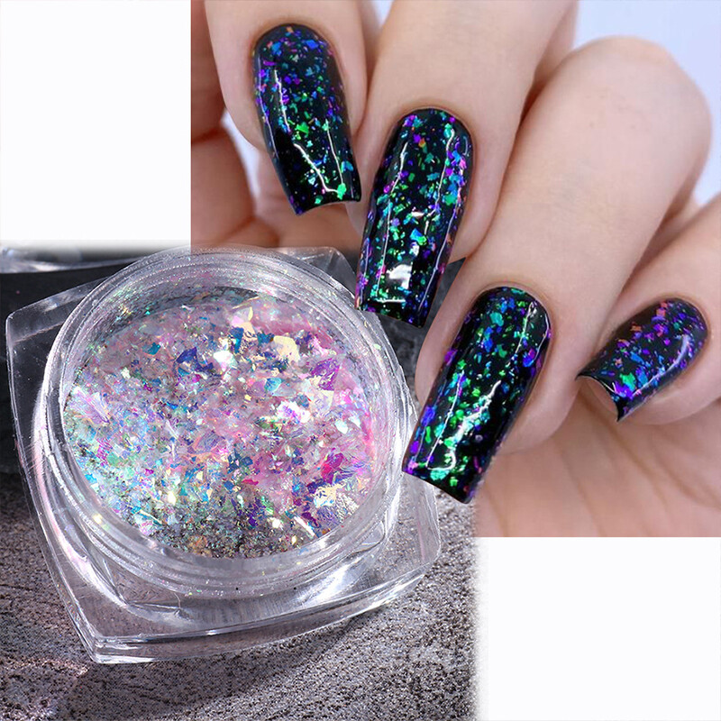 Opal Nails Powder Holographic Glitter Iridescent Sequins Crystal Nails ...
