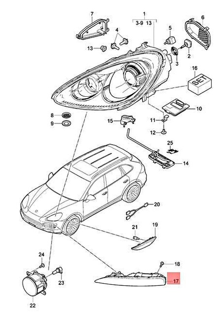 Genuine Porsche Cayenne 92a Additional Headlight Right 95863118220 for ...