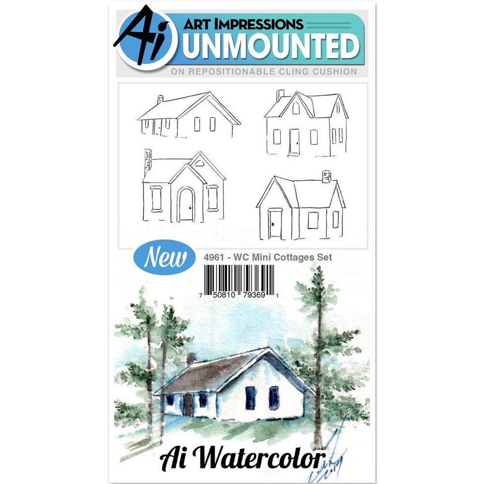 Art Impressions Watercolor Stamp Set Flowers Foliage, Trees, Birdhouse ...