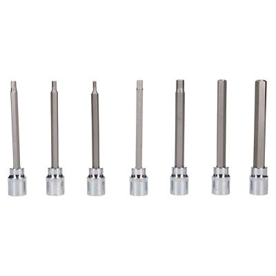 7pc 3/8" Drive 3 - 10mm Hex Key Socket Allen Keys Metric Extra Long ...