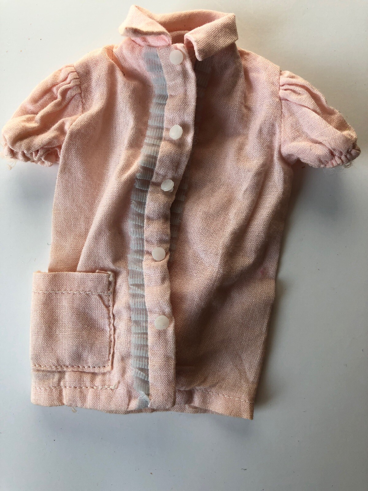 Vtg 1960-1961 Barbie Pastel Pink Pajama Top w/ Blue Trim 5 Teeny Tiny ...