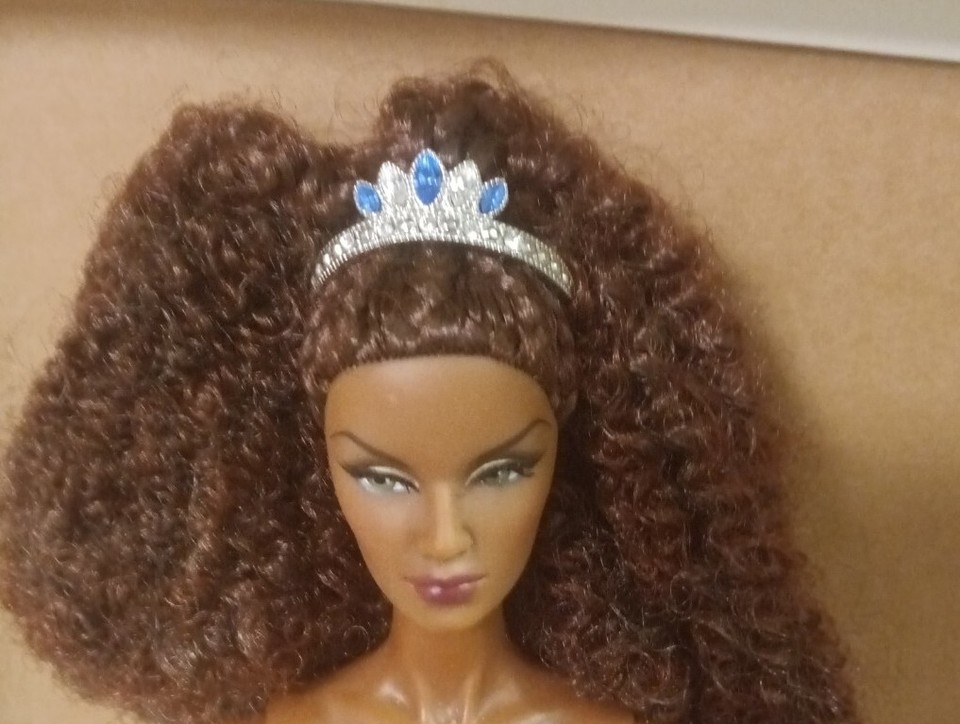 BARBIE DOLL FAUX DIAMONDS & SAPHIRES TIARA CRYSTAL SWAROVSKI 4 FASHION ...