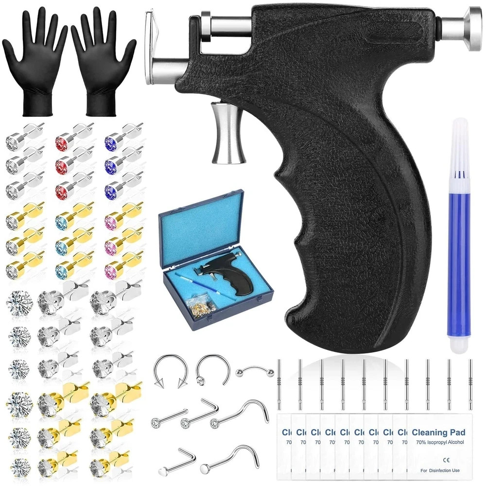 Professional Ear Piercing Gun Kit, Reusable Ear Piercing Machine with ...