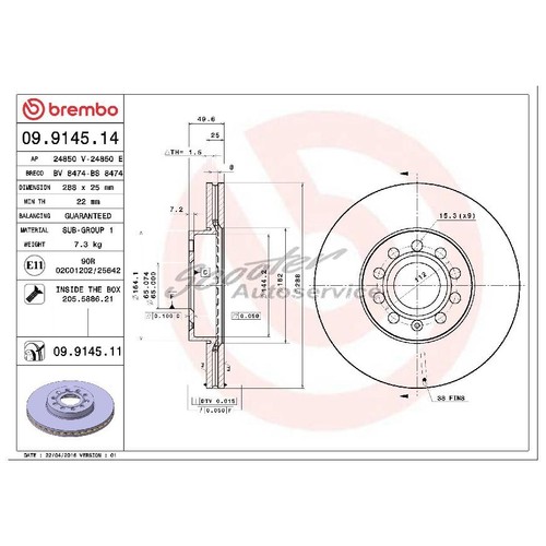 2x Brembo Bremsscheibe 990667 vorne u.a. für Seat Leon 2 1P1 3 5F1 5F8 ...
